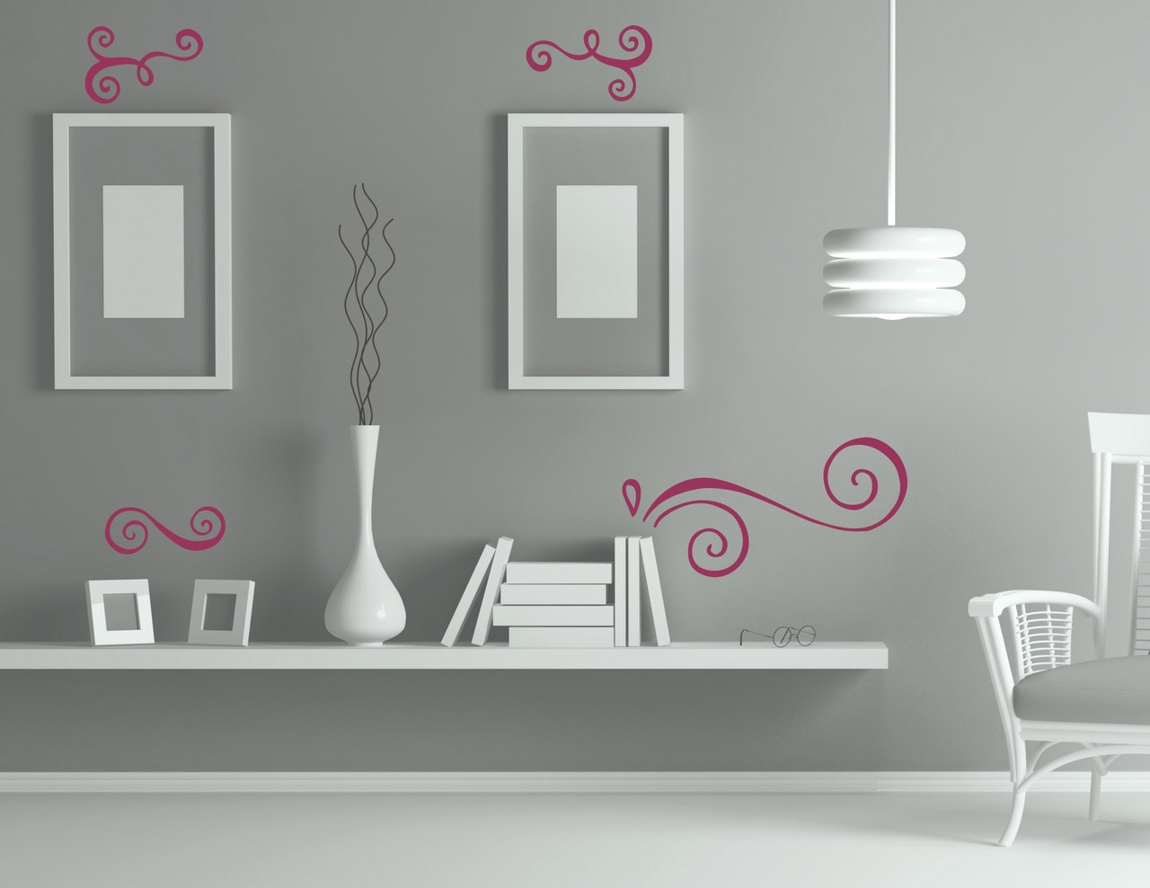 Modern Doodle Swirls Vinyl Art Stickers Wall Decals Home Decor 4pc Set