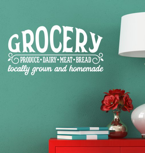 Grocery Locally Grown Homemade Farmhouse Kitchen Decor Wall Sticker Decals