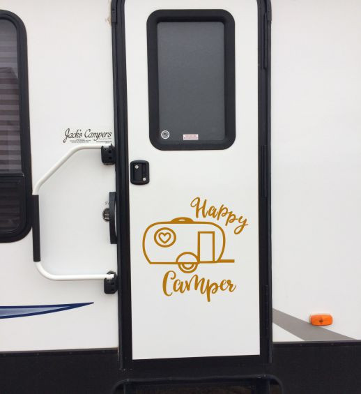 Happy Camper Wall Art Stickers Vinyl Lettering Decals for RV Decor
