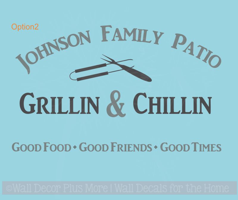 Family Patio Personalized Name Vinyl Art Decals Camper Wall Stickers