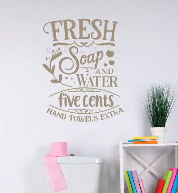 Fresh Soap Water 5 Cents Bathroom Decor Decals Wall Art Stickers