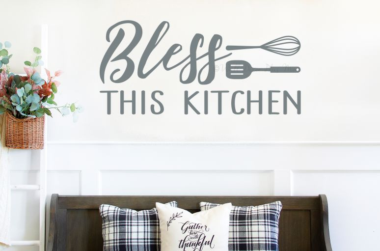 Kitchen Quotes Bless This Kitchen Wall Decor Vinyl Letters Decals