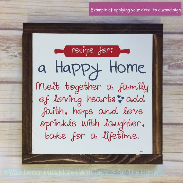 Wall Decals For Kitchen Recipe For Happy Home Vinyl Lettering Stickers
