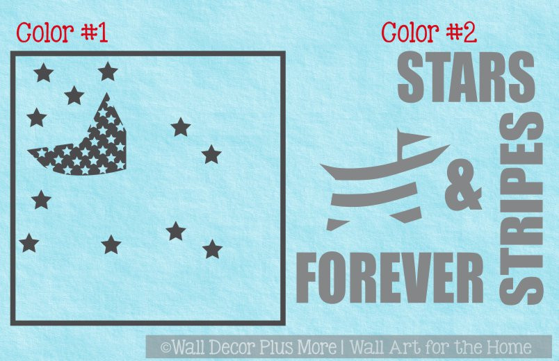 Patriotic Wall Decal Stars Stripes Forever Military Wall Art Sticker
