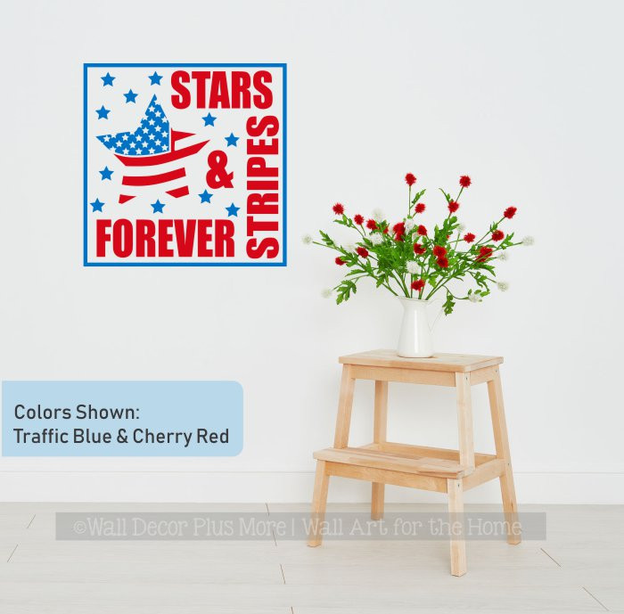 Patriotic Wall Decal Stars Stripes Forever Military Wall Art Sticker