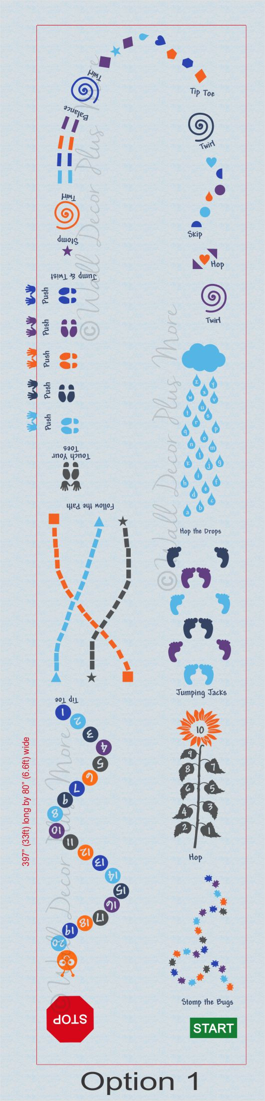 Sensory Path Package Floor Decal Stickers School Hallway Art