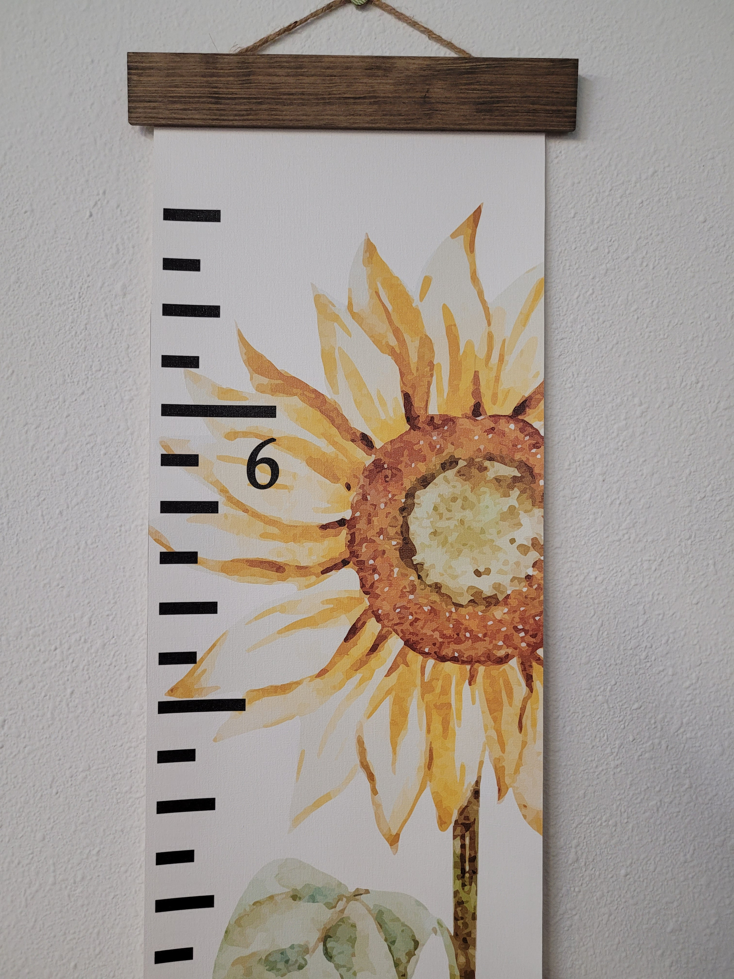 Canvas Sunflower Growth Chart Our Growing Family Milestone Height Ruler ...