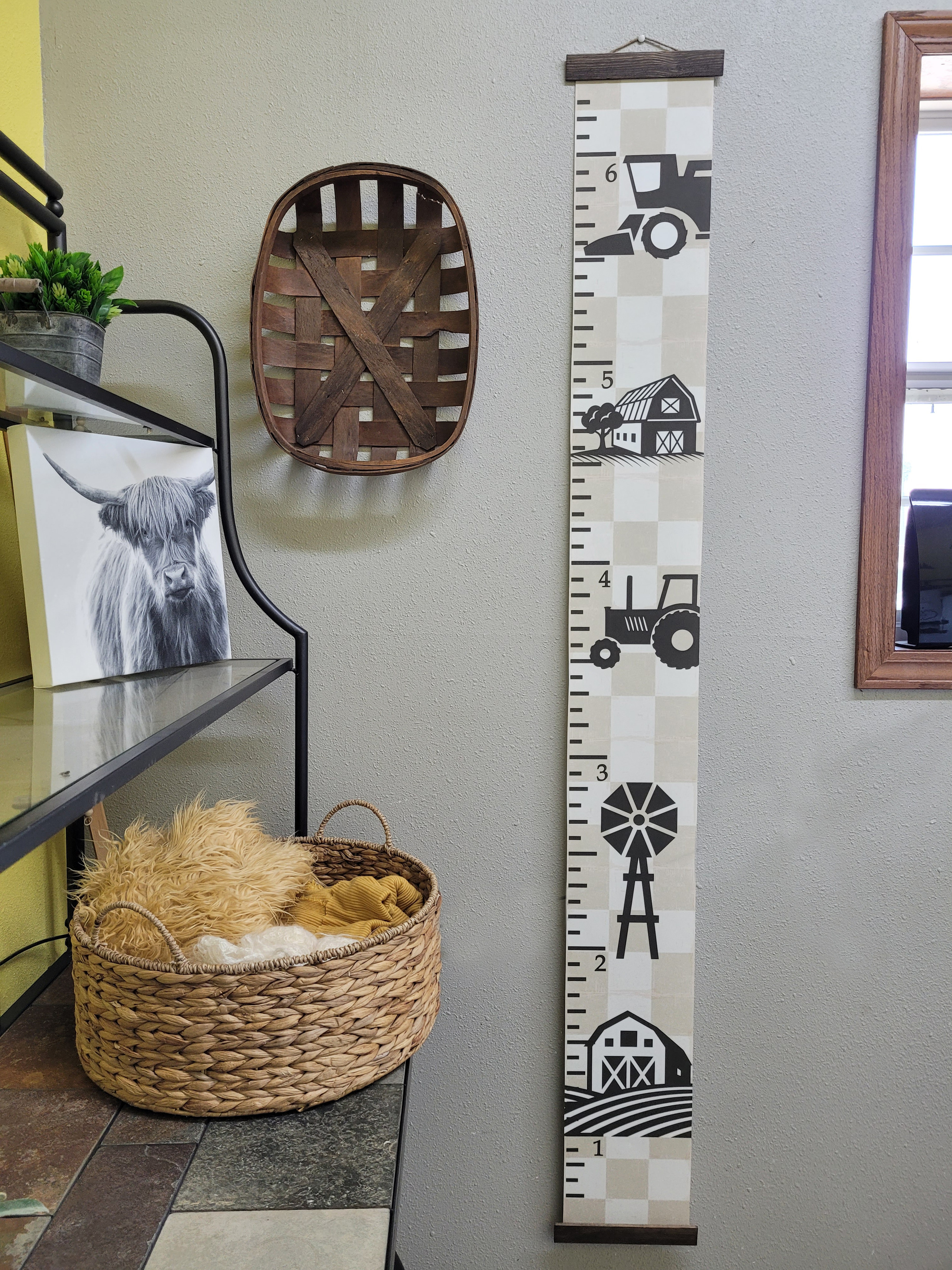 Canvas Growth Chart Ruler Checker Farm Theme, Height Ruler Sign for Kids
