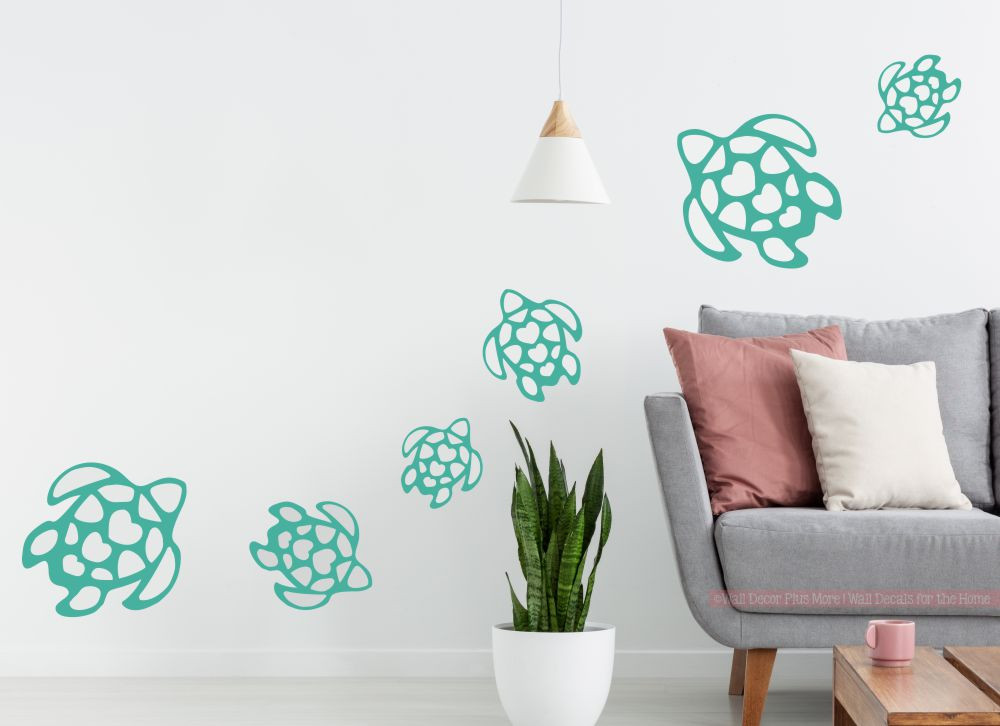 Sea Turtles Wall Decal Stickers - Coastal Wall Decor in 40 Vibrant Colors