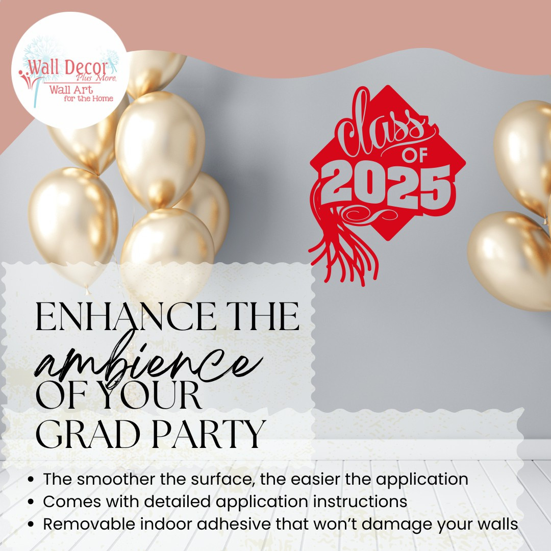 Class of 2024 Graduation Wall Decal Hat Tassle Art Party Decor Sticker