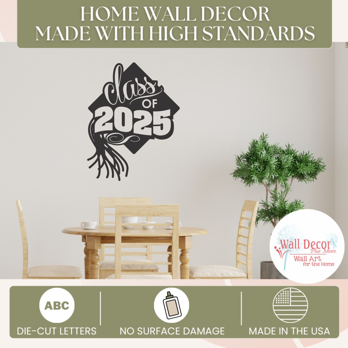 Class of 2024 Graduation Wall Decal Hat Tassle Art Party Decor Sticker