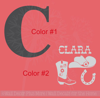 Western Monogram Name Set Vinyl Letters Art Wall Decals Bedroom Decor