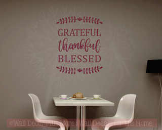 Grateful Thankful Blessed Fall Vinyl Lettering Autumn Wall Decals