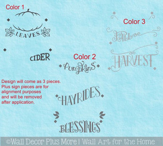 Fall Wall Decal Sticker Pumpkins Leaves Hay Rides Word Art Autumn Decor