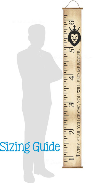 Lion Fabric Canvas Growth Chart Sign Baby Height Ruler Tracker