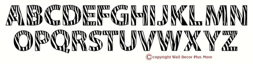 Zebra-Print Alphabet Letters Vinyl Wall Sticker Decals, 1pc, 11-Inch