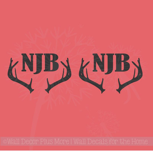 Monogram Vinyl Sticker Decals With Antlers For Rtic Or Yeti Tumblers