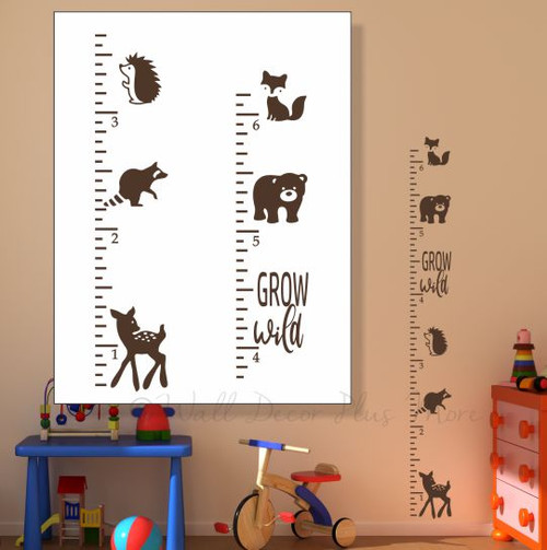 Ruler Growth Chart Grow Wild Forest Animals Measure Height Chart