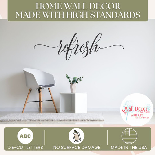 Refresh Wall Words Decal Sticker Cursive Lettering Decor Bathroom Art