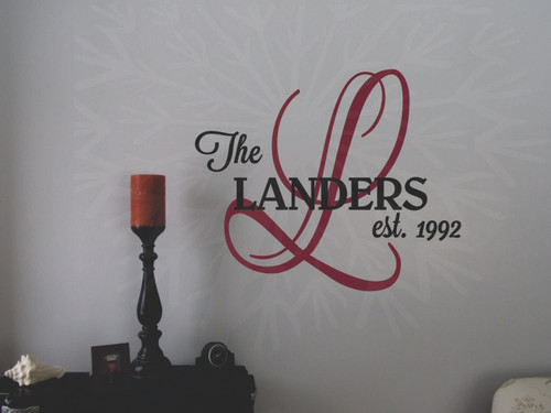 Cursive Letter Est Date Personalized Name Wall Decal Sticker