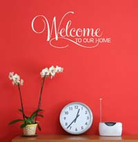 Welcome To Our Home Entryway Wall Decal Quote 12x5.5