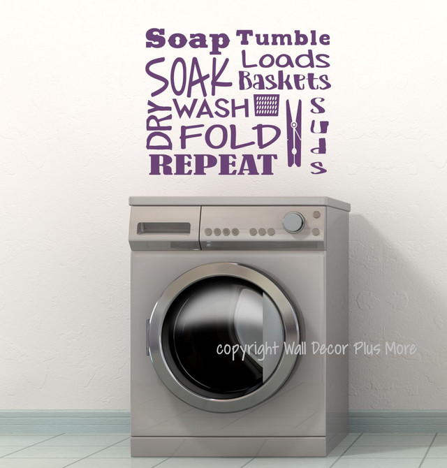 Laundry Room Wall Decal Letters, Soak, Wash, Dry, Fold - Vinyl Stickers