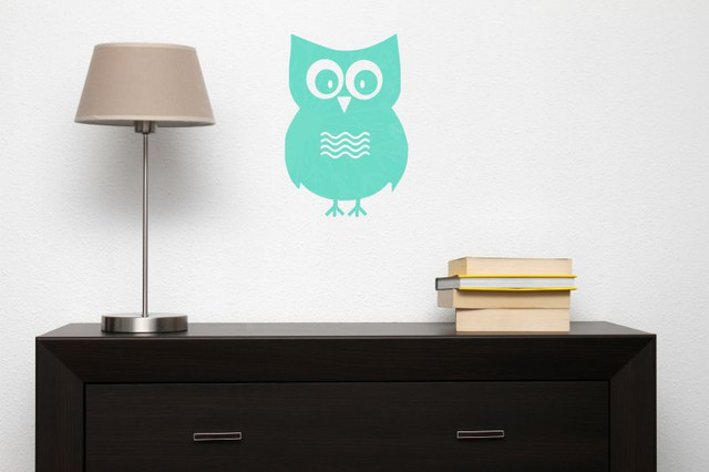 1 Large Owl with Chevrons Girls Room Vinyl Wall Art Decals Stickers