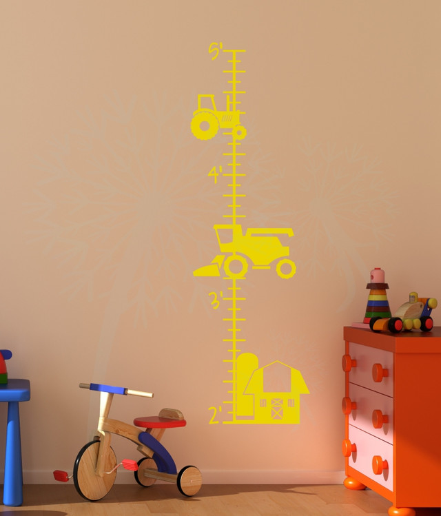 Farm Tractor Height Growth Chart Ruler Wall Decal Sticker for Boys