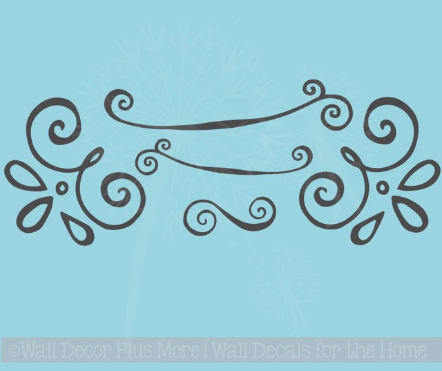 Curly Doodle Swirls Wall Art Stickers Vinyl Decals for Home Decor 5pc