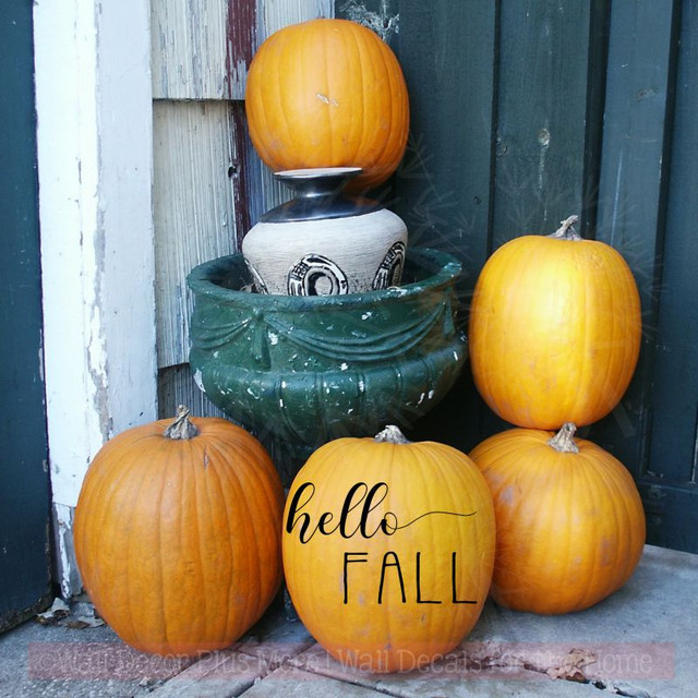 Hello Fall Vinyl Lettering Stickers Wall Art Decals Autumn Home Decor