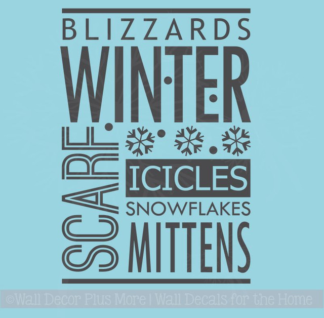 Wall Decor Winter Words Blizzards Snow Wall Sticker Quotes Vinyl Decals