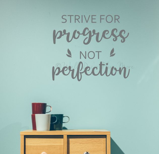 Inspirational Wall Quotes Decal Progress Not Perfection School Stickers