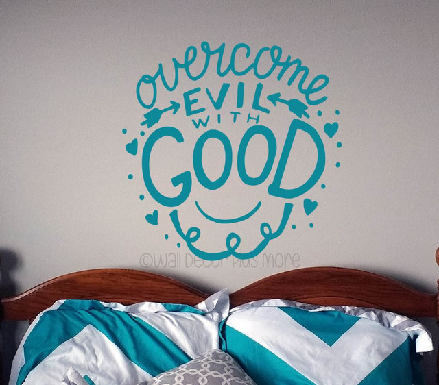 Overcome Evil With Good Religious Wall Art Decal Sticker Kids Room Art