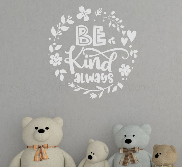 Floral Framed Circle Be Kind Always Decor Wall Decal Vinyl Sticker Art