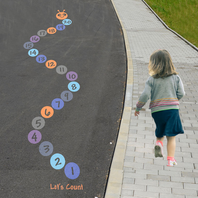 Caterpillar Counting Activity Sensory Path Stencils for Painting Concrete