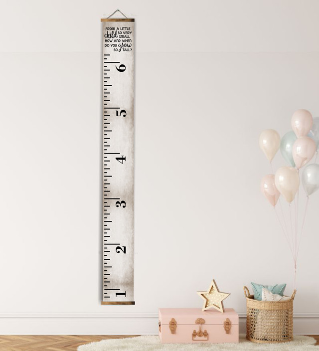 How When Grow Tall Canvas Sign Height Ruler Growth Chart, 6 Colors