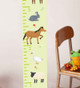 Wood Topped Farm Animals Height Ruler Printed on Canvas Growth Chart