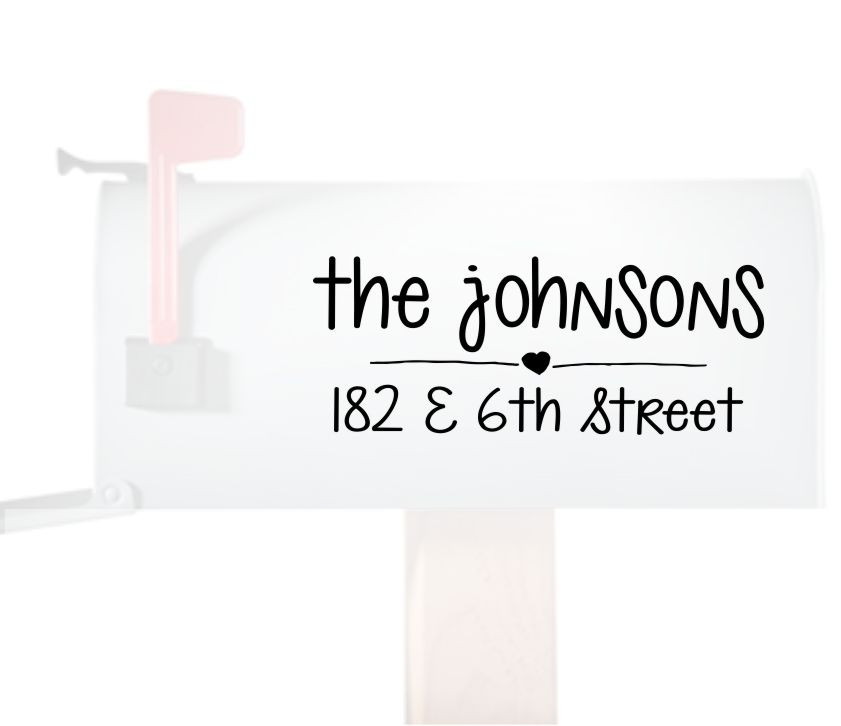 Handwritten Mailbox Lettering Vinyl Sticker Decals with Heart ...