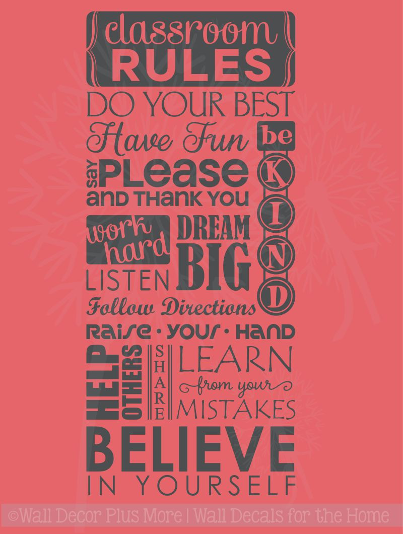 Classroom Rules Subway Art Teacher Wall Decals Letters Vinyl Stickers