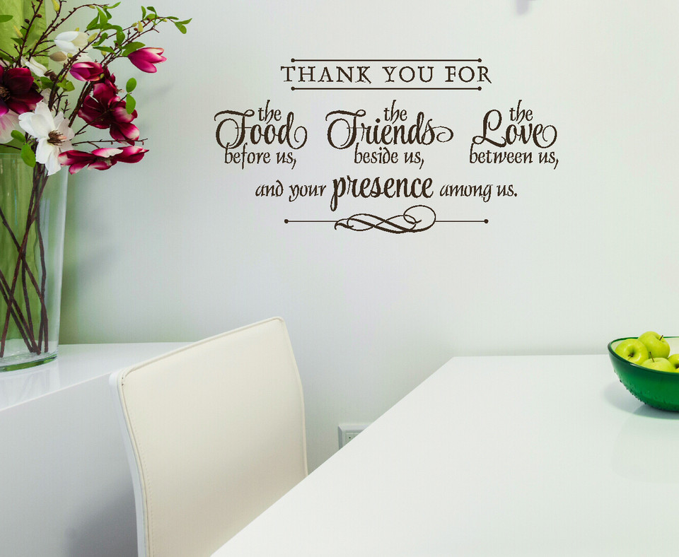 Thank You for Food, Friends, Love Wall Decal Stickers Kitchen Wall Words