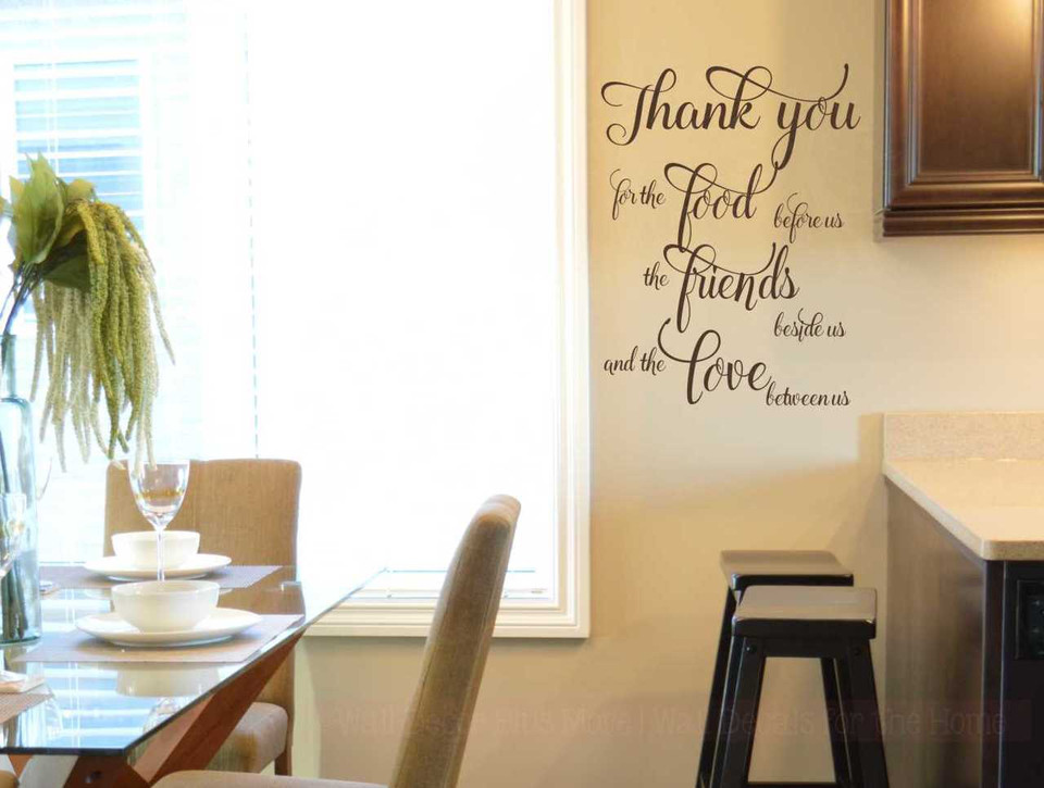 Thank You for the Food, Friends, Love Kitchen Sayings Wall Decal Stickers