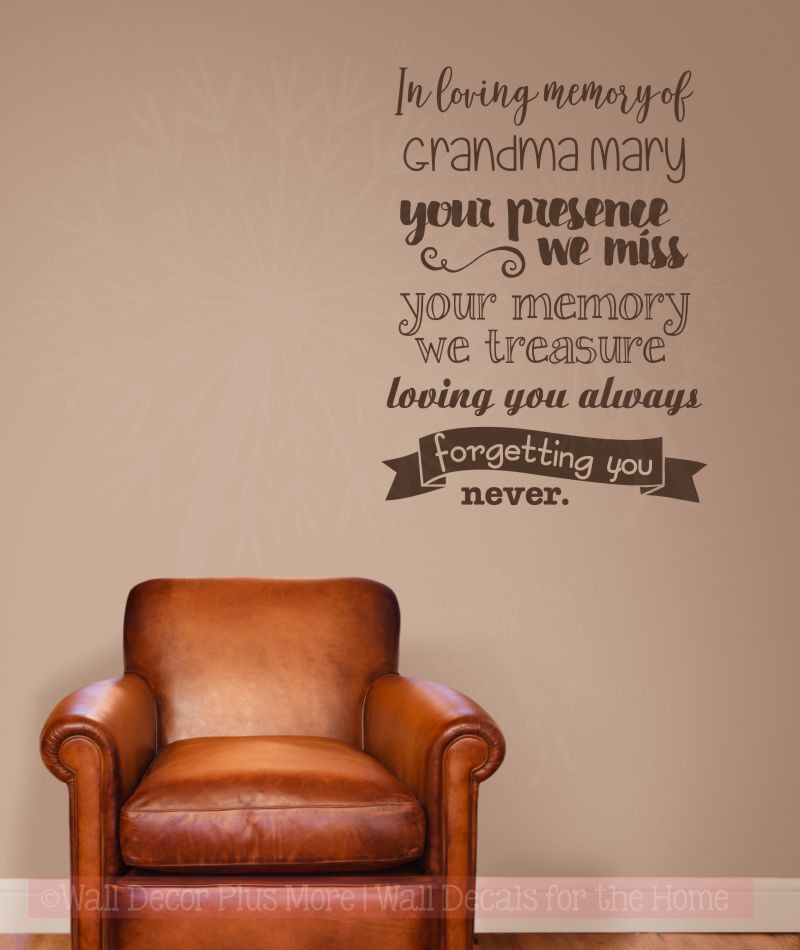 In Loving Memory Forgetting You Never Memorial Wall Decals Vinyl ...