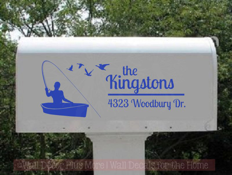 Fisherman Mailbox Lettering Fishing Boat Custom Name Address Vinyl ...