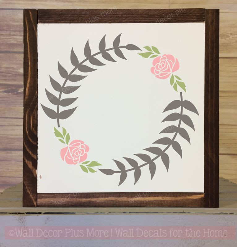 Laurel Wreath Stencil Vinyl Art Stickers DIY Home Decor Wall Decals, 4 ...