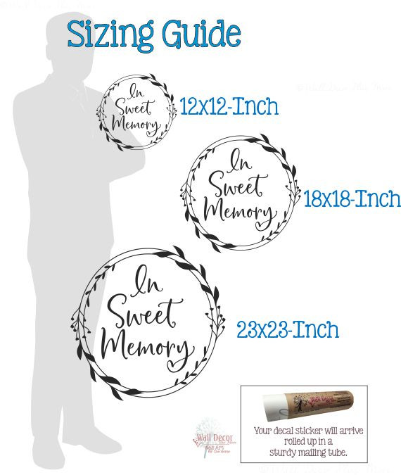 In Sweet Memory Circle Wreath Vinyl Decal Sticker Tribute Wall Art Decor