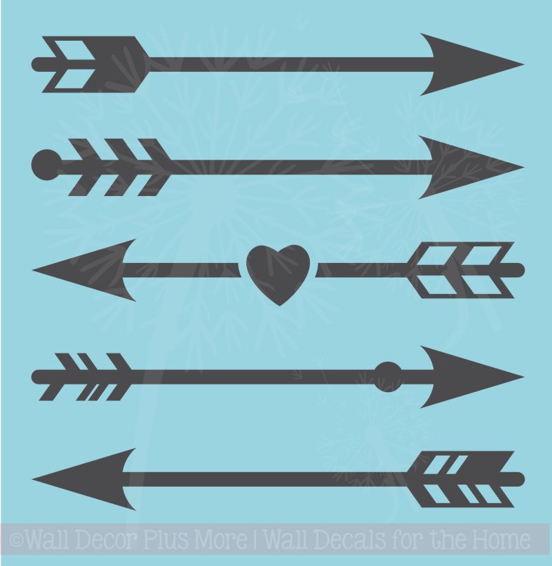 Arrow Vinyl Wall Decals Stickers - Assorted Designs, Set of 5