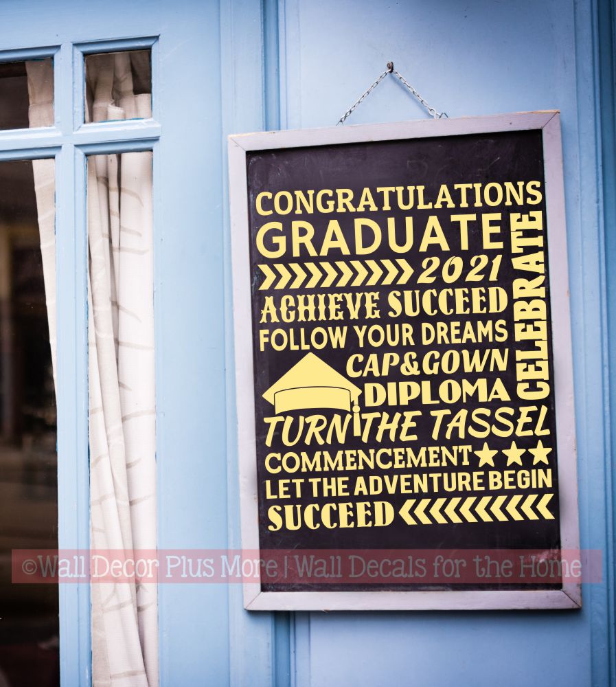 Congrats Grad Success Adventure Subway Art Lettering Graduation Vinyl ...