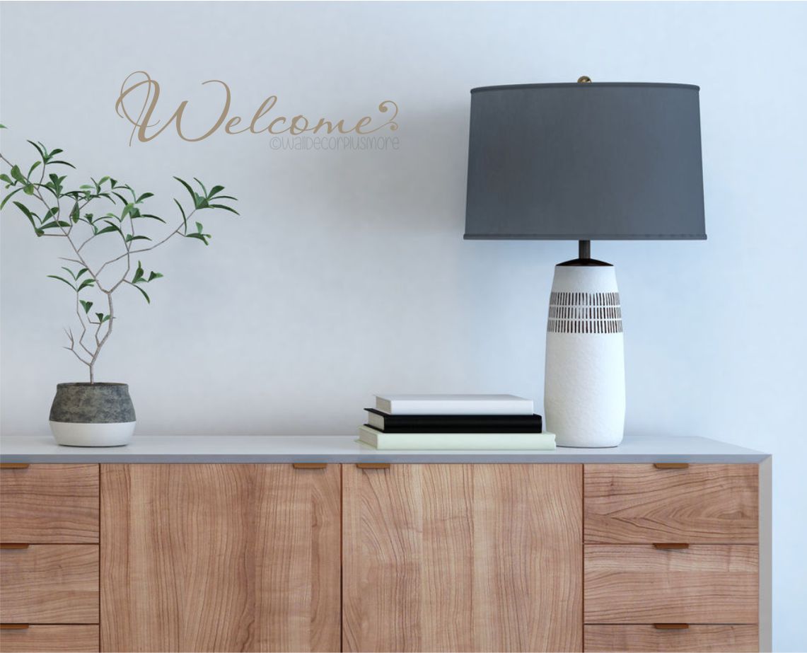 Script Welcome Sticker Lettering Vinyl Wall Decal Stickers Popular for ...