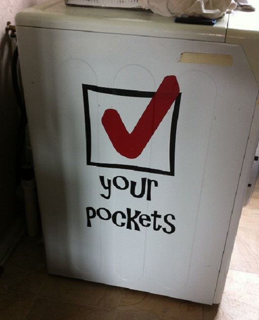 Check Your Pockets Vinyl Wall Decal Stickers Laundry Quote with checkmark
