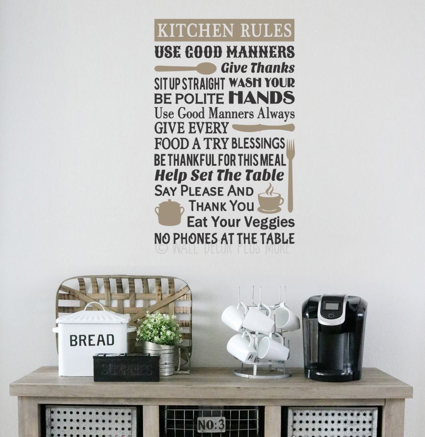 Kitchen Rules Wall Decal Sticker Subway Art
